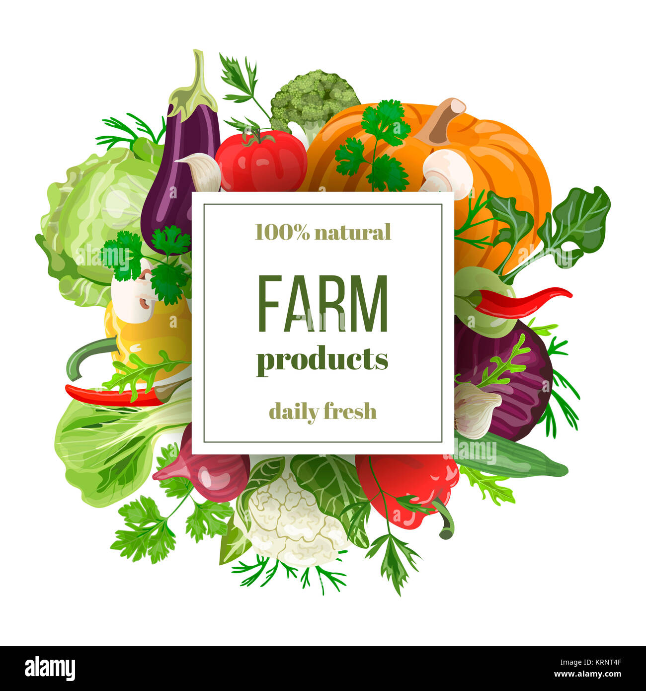 Set of fresh vegetables with squared banner Stock Photo - Alamy