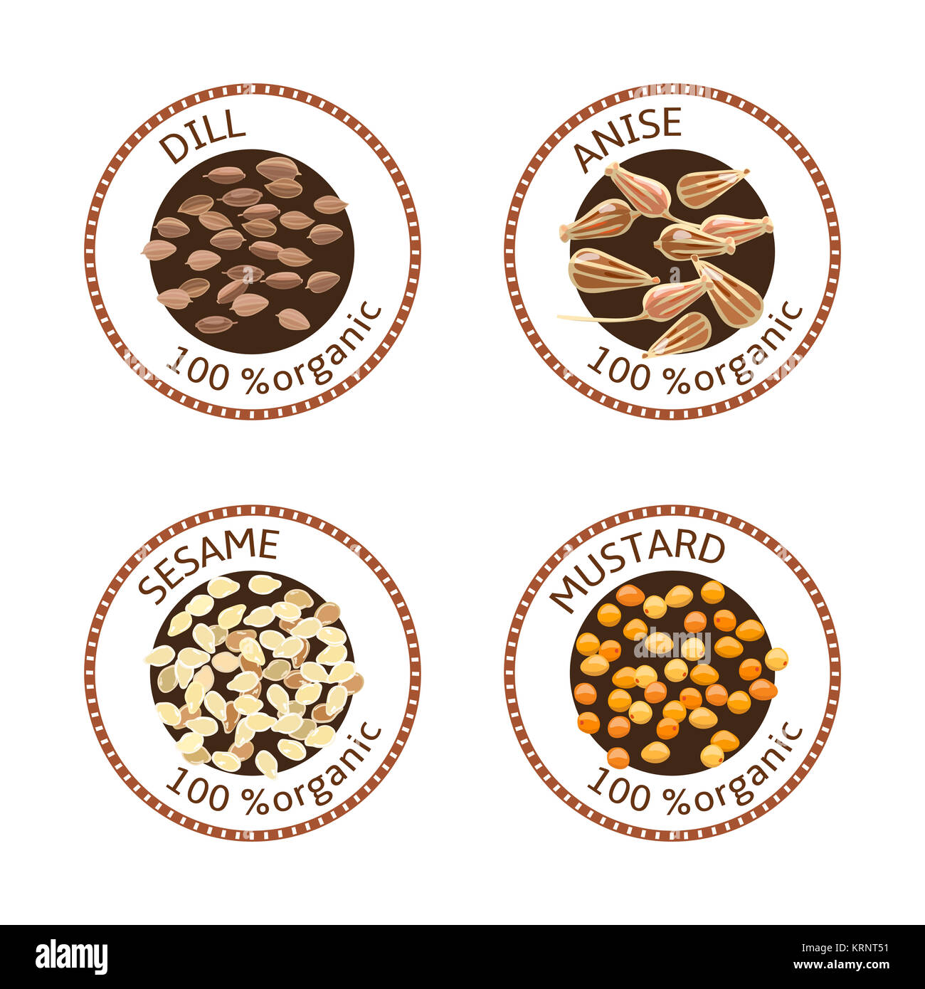 Set of spices labels. 100 organic. collection Stock Photo - Alamy