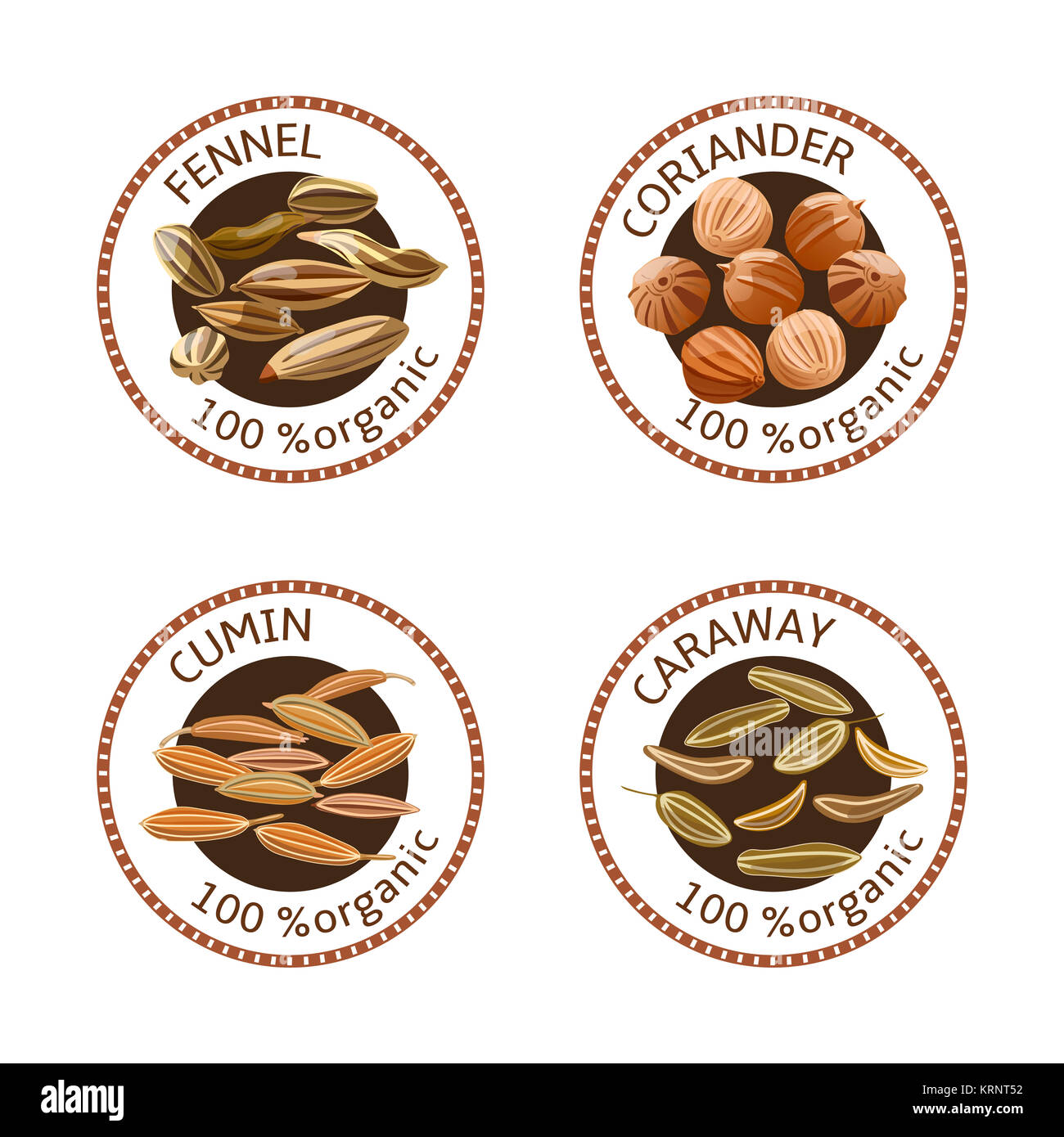 Set of spices labels. 100 organic. collection Stock Photo - Alamy