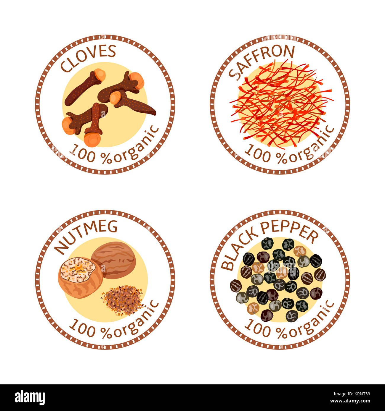 Set of spices labels. 100 organic. collection Stock Photo - Alamy
