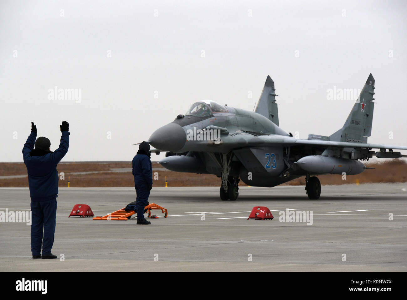 MIG-29 (MIG-29SMT) "Fulcrum" fighter aircrafts landing after mission at ...