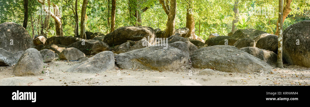 photo of big stones and rocky land in the forest Stock Photo - Alamy