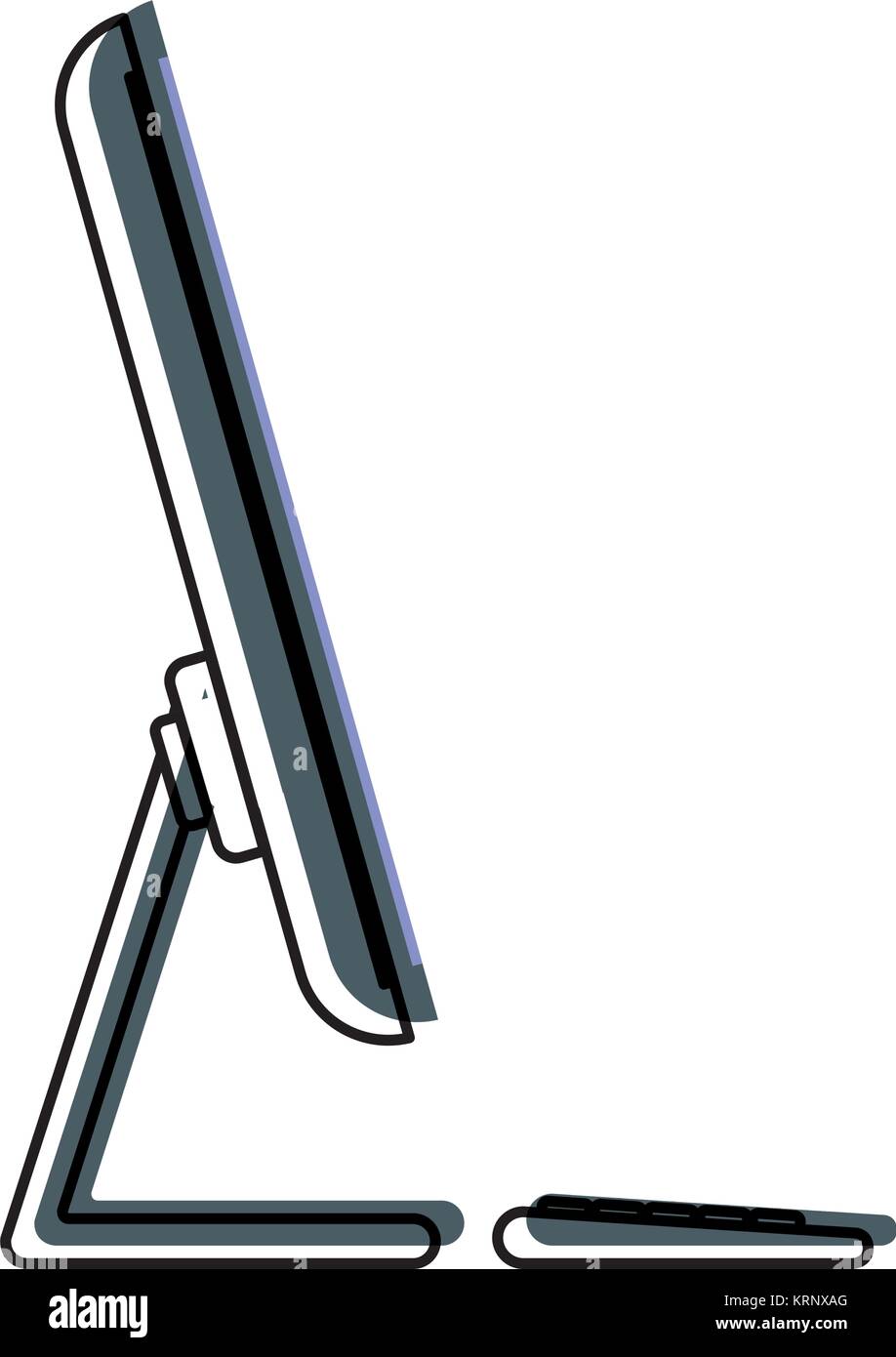 desktop computer side view in watercolor silhouette Stock Vector Image ...