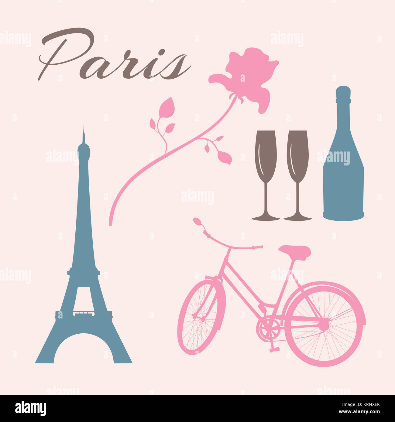 Flat icon set of Paris symbols Stock Photo - Alamy