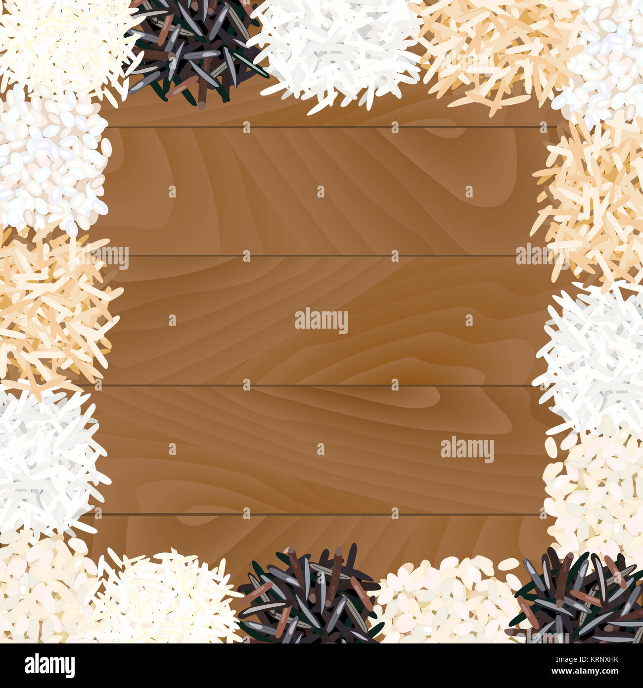 Different types of rice on wooden background Stock Photo - Alamy