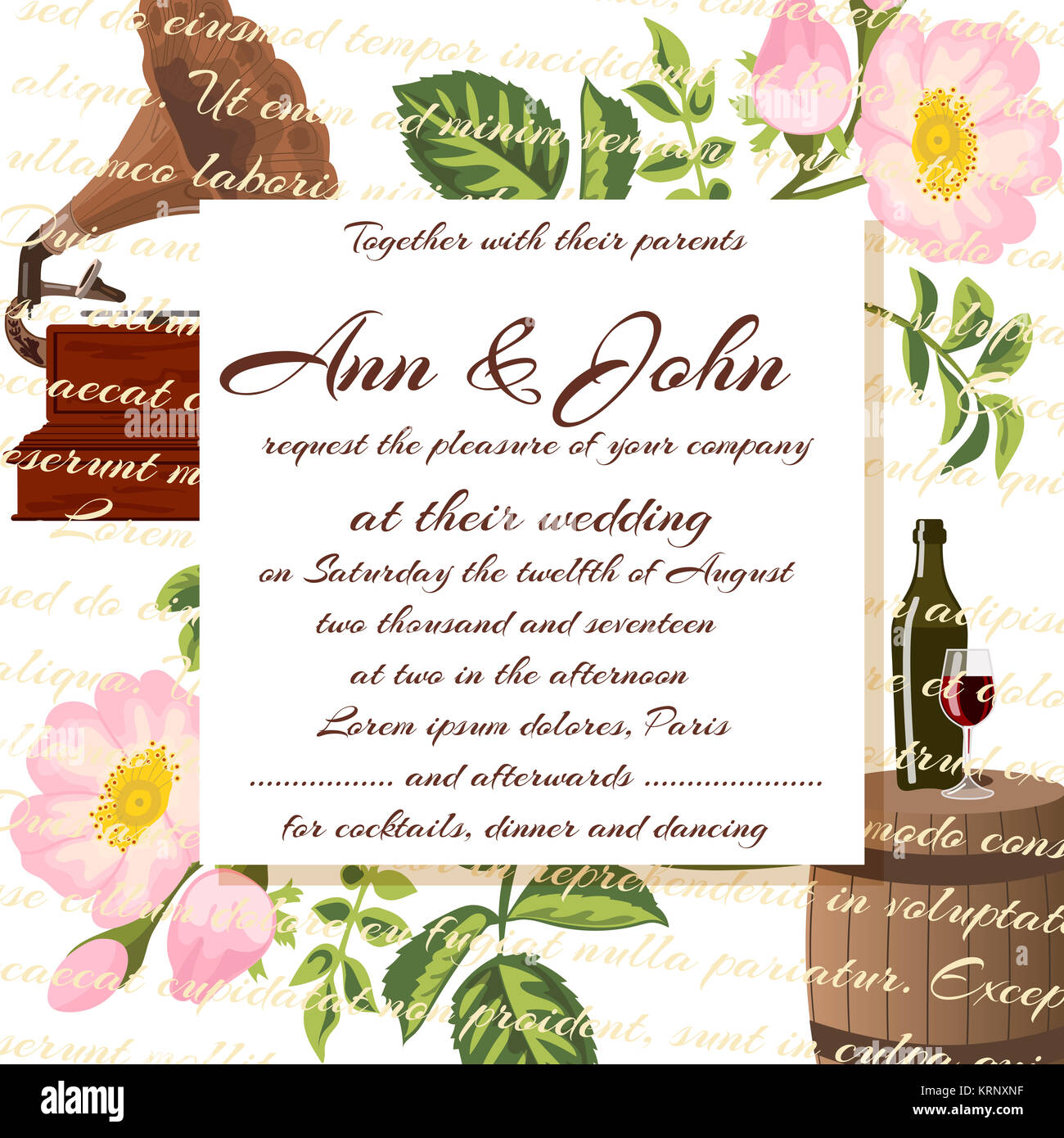 Vintage invitation card Stock Photo - Alamy