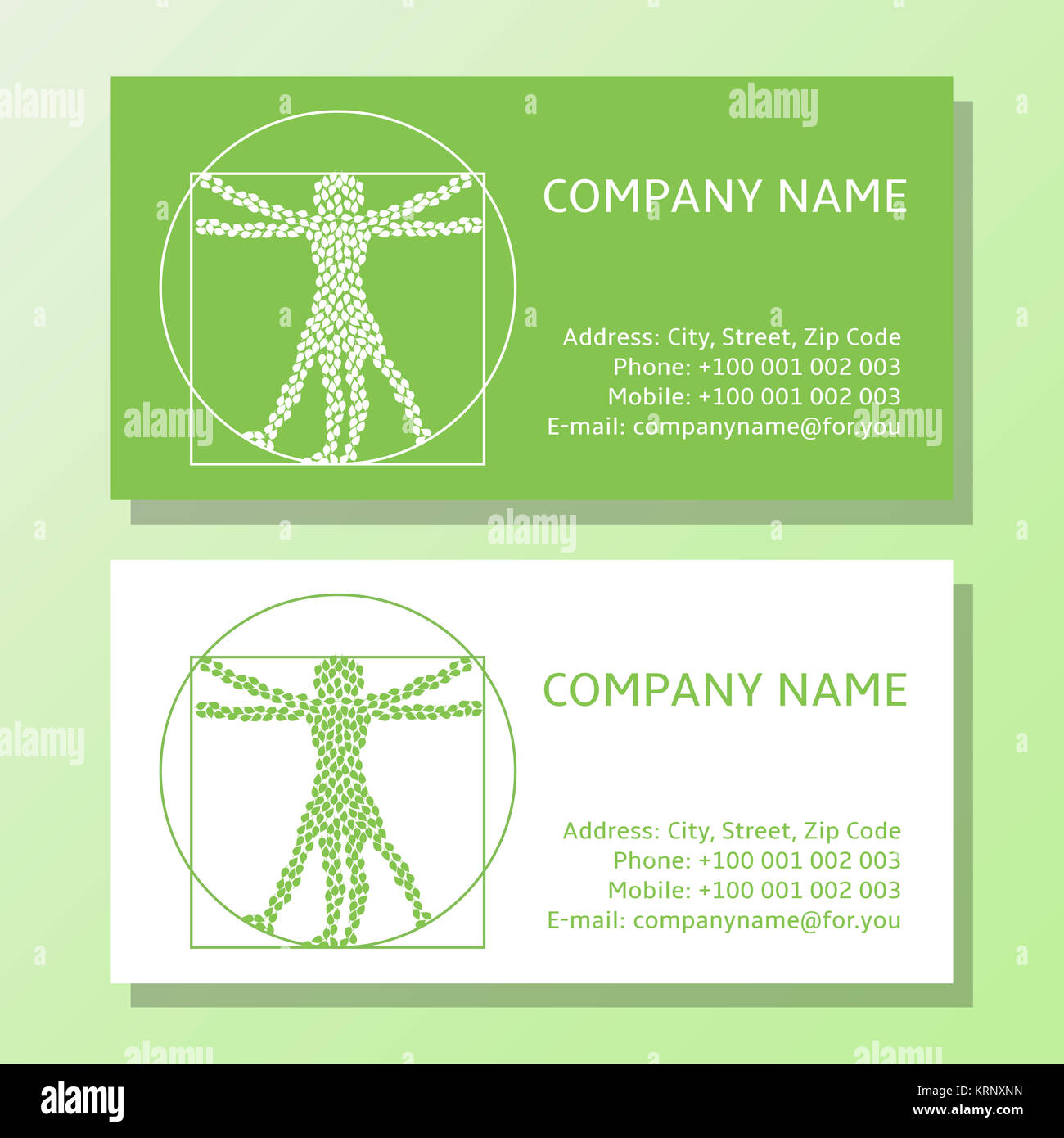 Business card template set. Ecological concept sign Stock Photo - Alamy