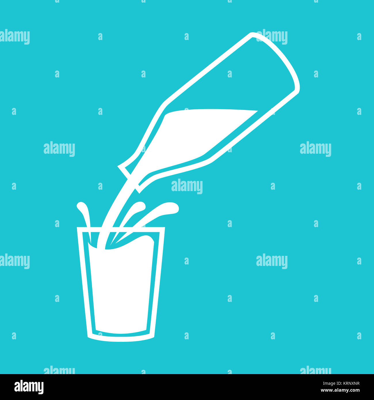Natural milk symbol or logo. Milk pouring from a bottle with splashes ...