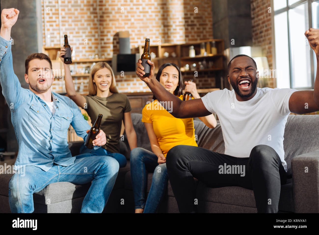 Company cheerful female friends hi-res stock photography and images - Alamy