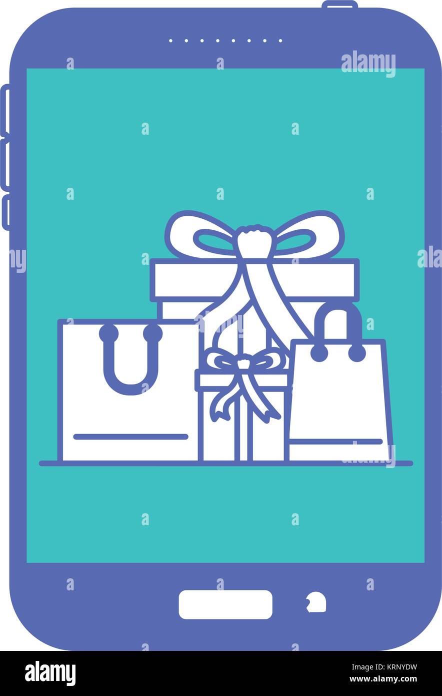 tablet device front view with gift boxes and shopping bags in screen in ...