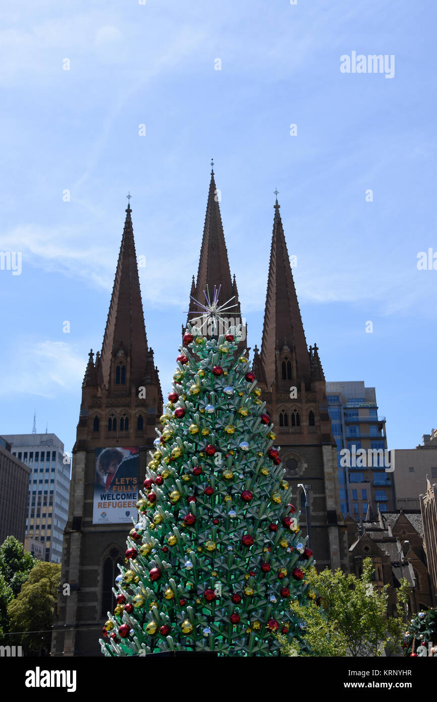 Christmas Tree in Melbourne, Federation Square Stock Photo - Alamy