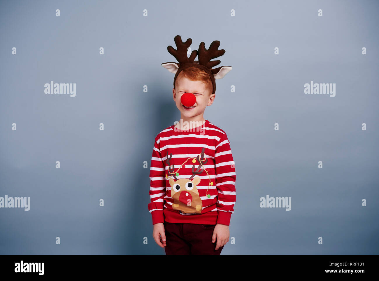 I am so cute boy in reindeer costume Stock Photo - Alamy