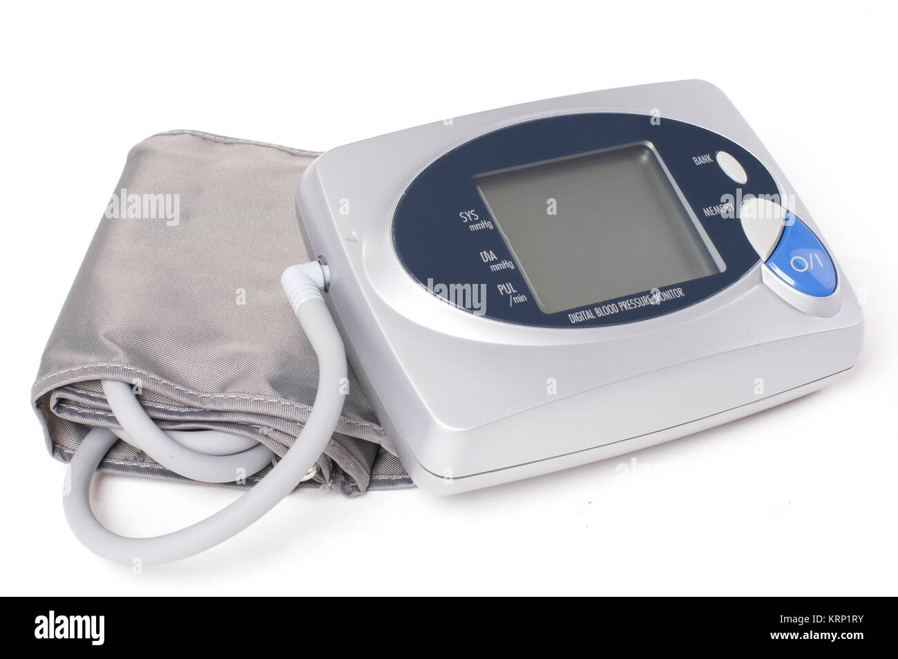Digital blood pressure monitor on white background Stock Photo - Alamy