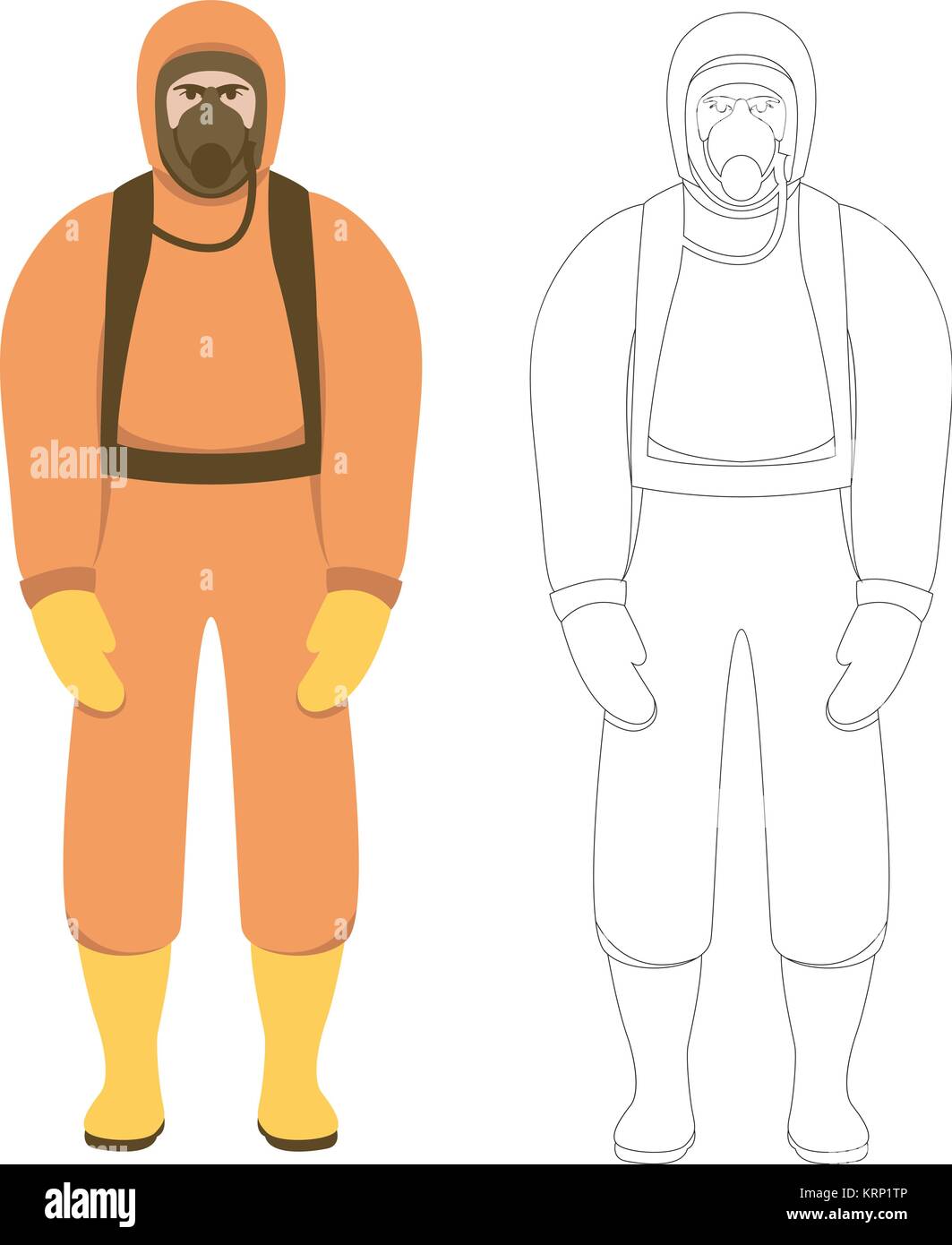 man in protective overalls vector illustration flat style front view ...