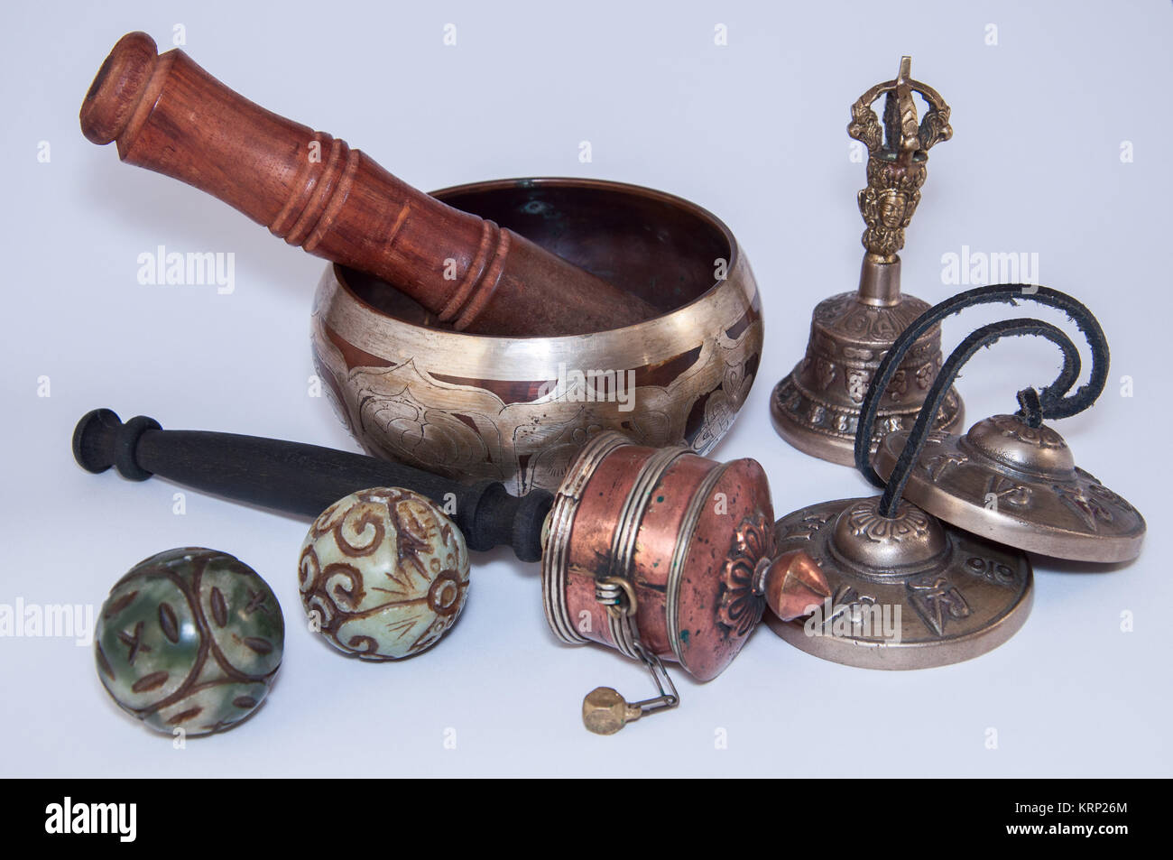 Buddhist religious objects for the performance of rituals Stock Photo ...