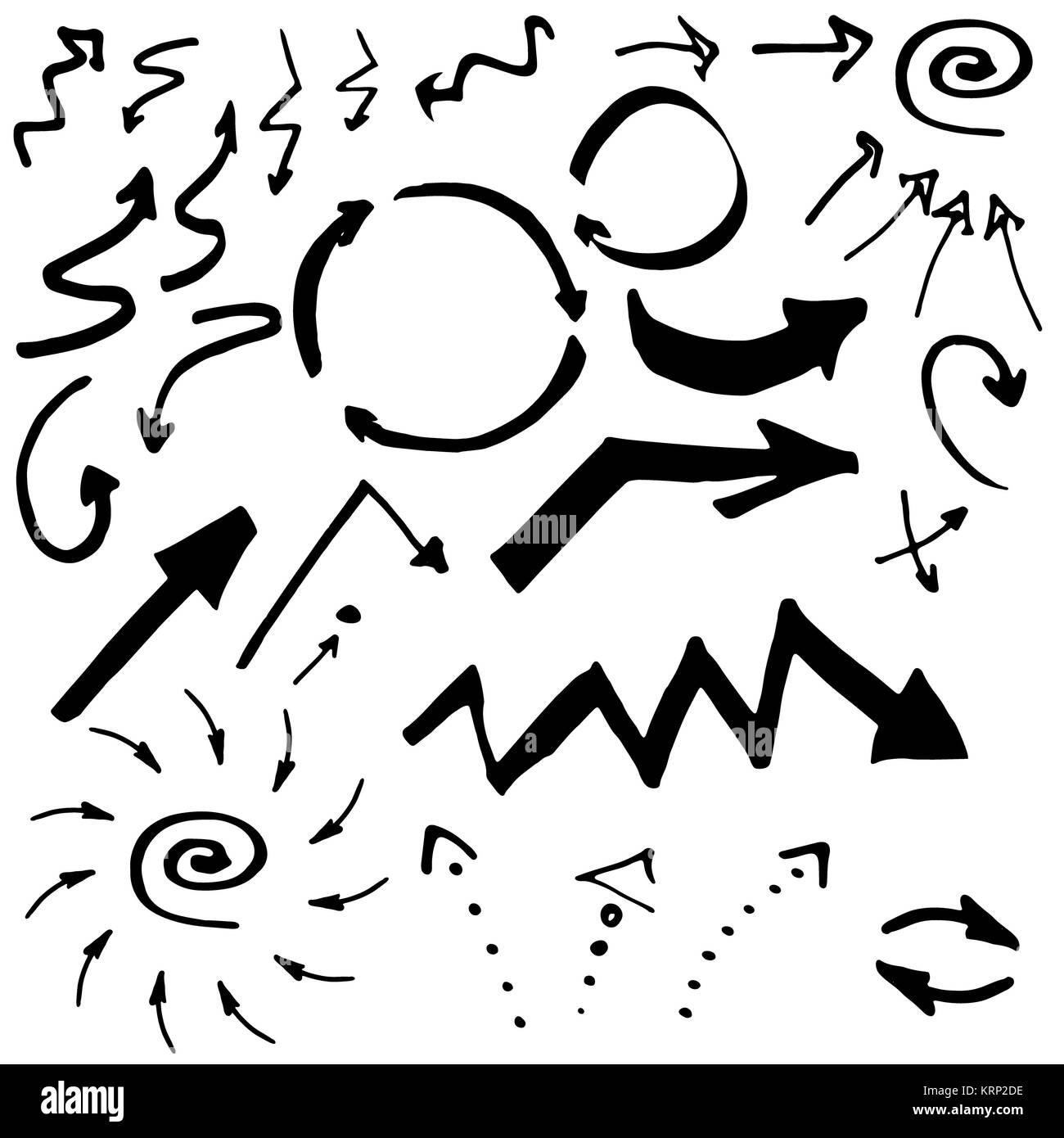 Doodle ink, hand drawn pointers, arrows and other signs. Vector image ...