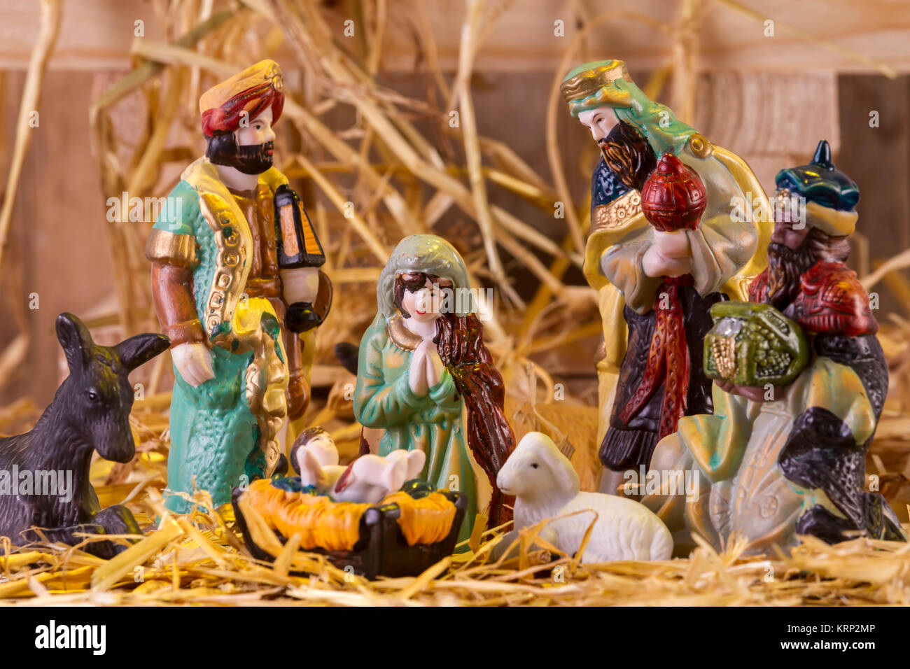 Jesus sheep donkey cow manger hi-res stock photography and images - Alamy