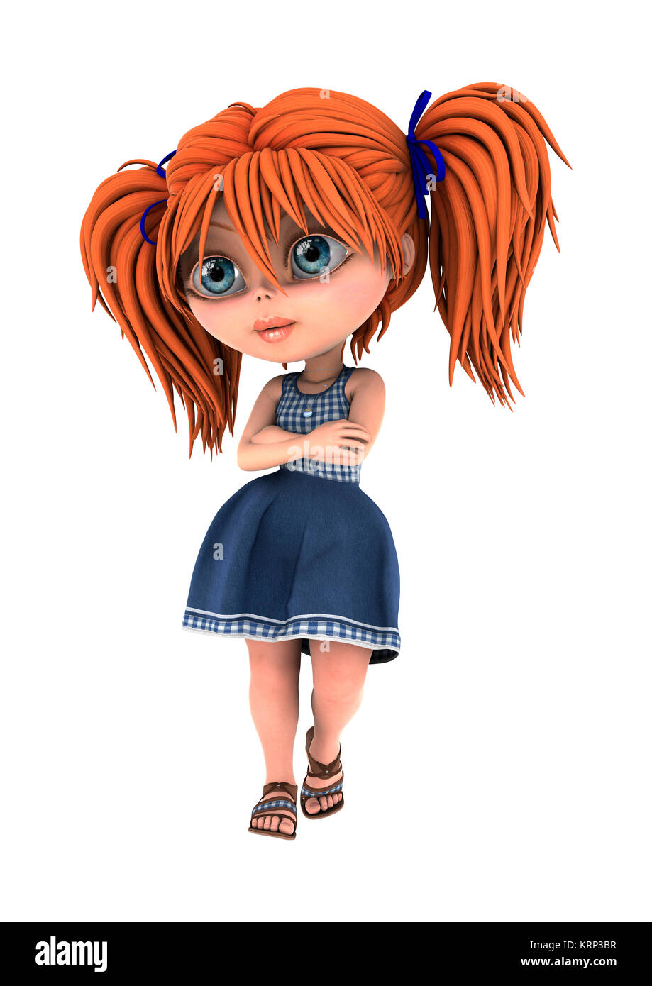 3D Rendering Little Girl on White Stock Photo - Alamy