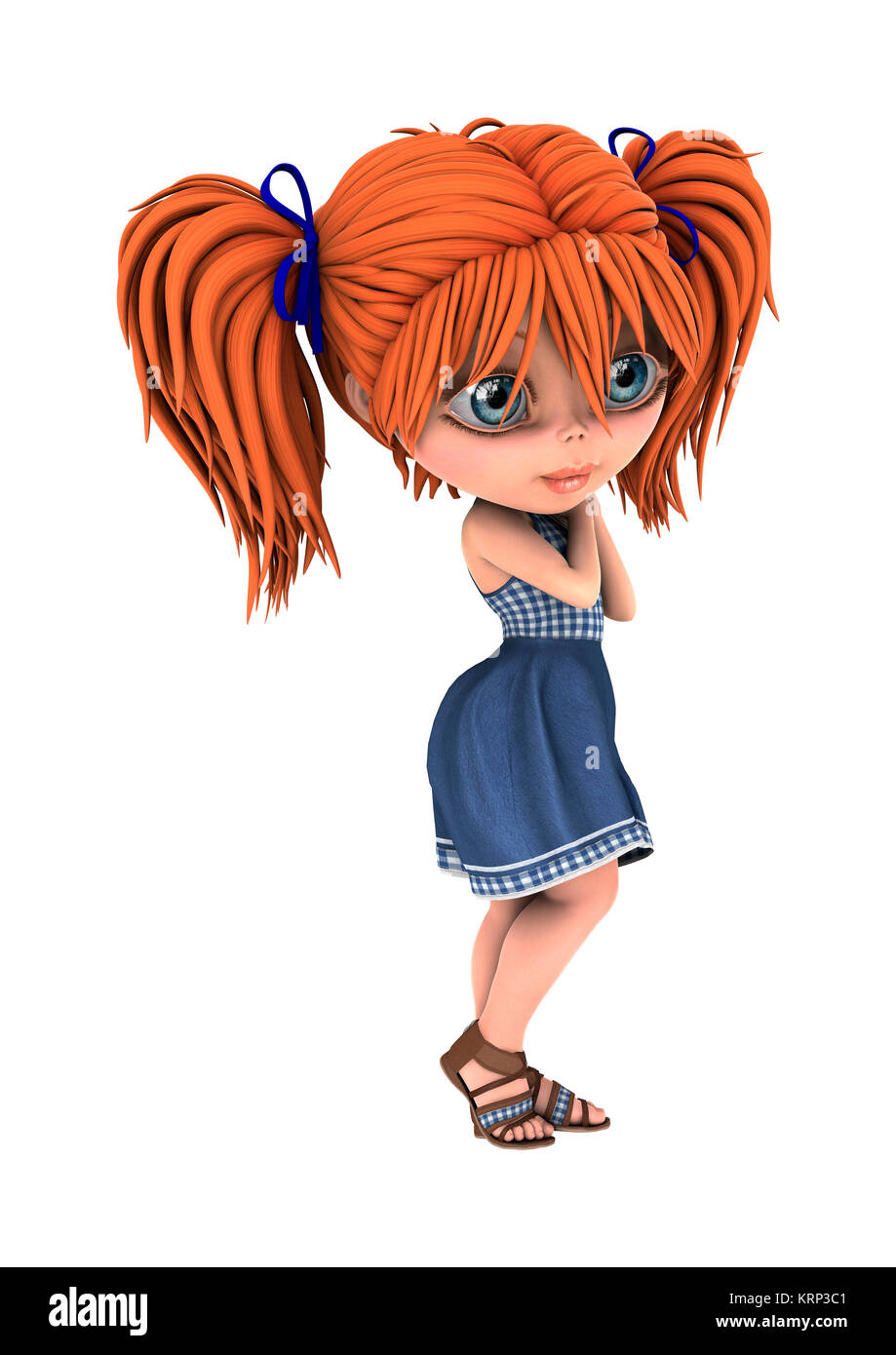 3D Rendering Little Girl on White Stock Photo - Alamy
