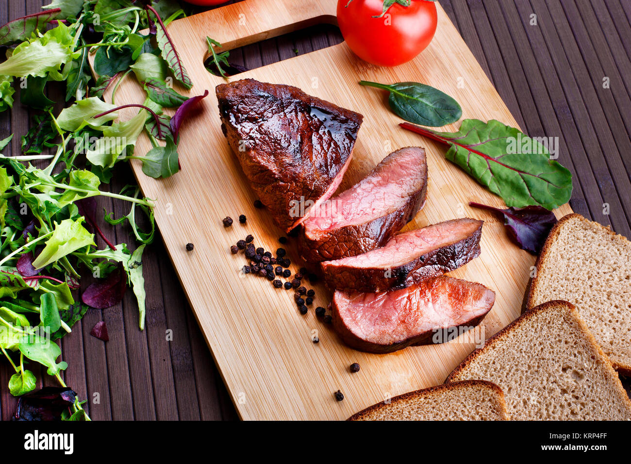 Medium Rare Roast Beef steak Stock Photo - Alamy