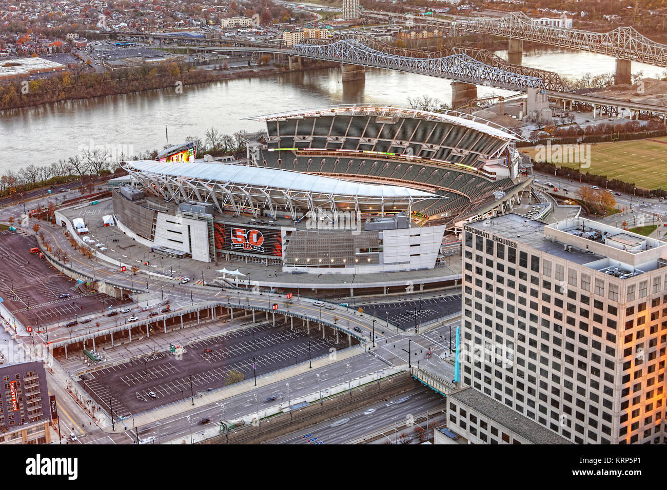 An aerial of Paul Brown Stadium in Cincinnati, home to the Cincinnati ...