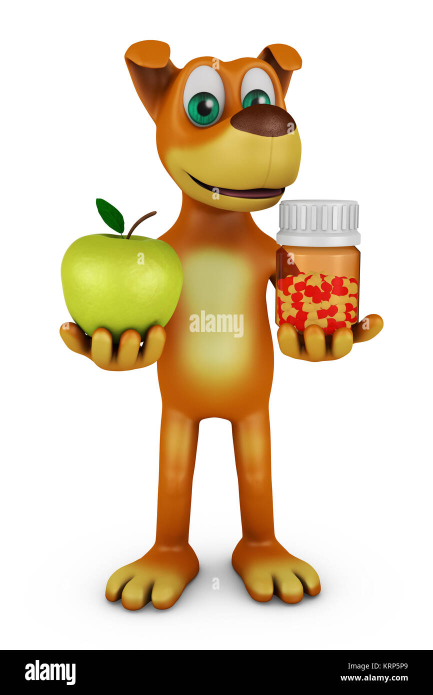 Dog eating green apple Cut Out Stock Images & Pictures - Alamy