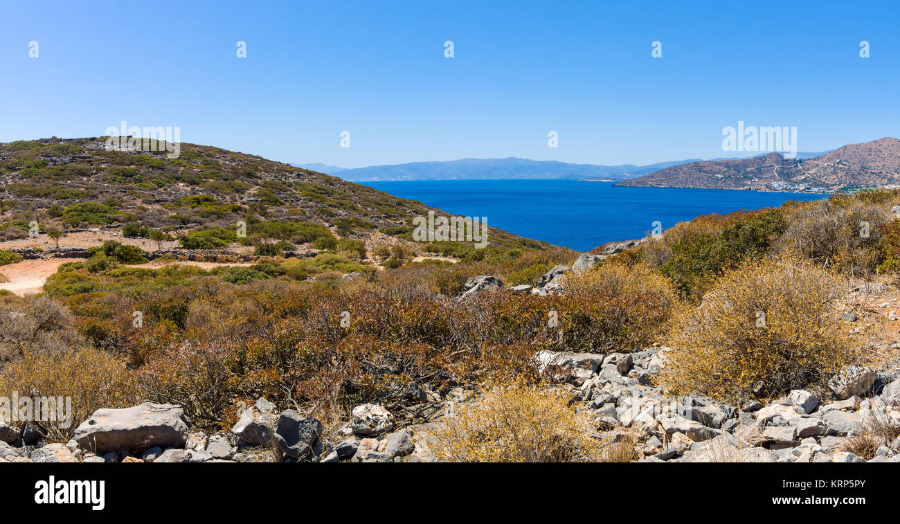 The natural landscape of the peninsula Kalydon. Crete. Greece ...