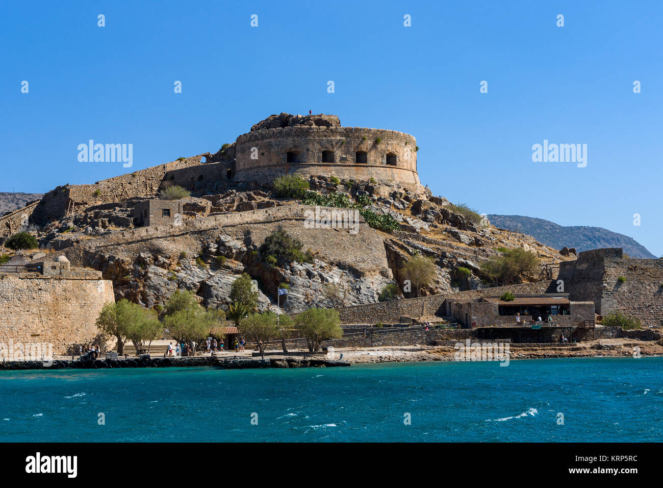 Gulf of Elounda. The island of Spinalonga and the ancient fortress of ...