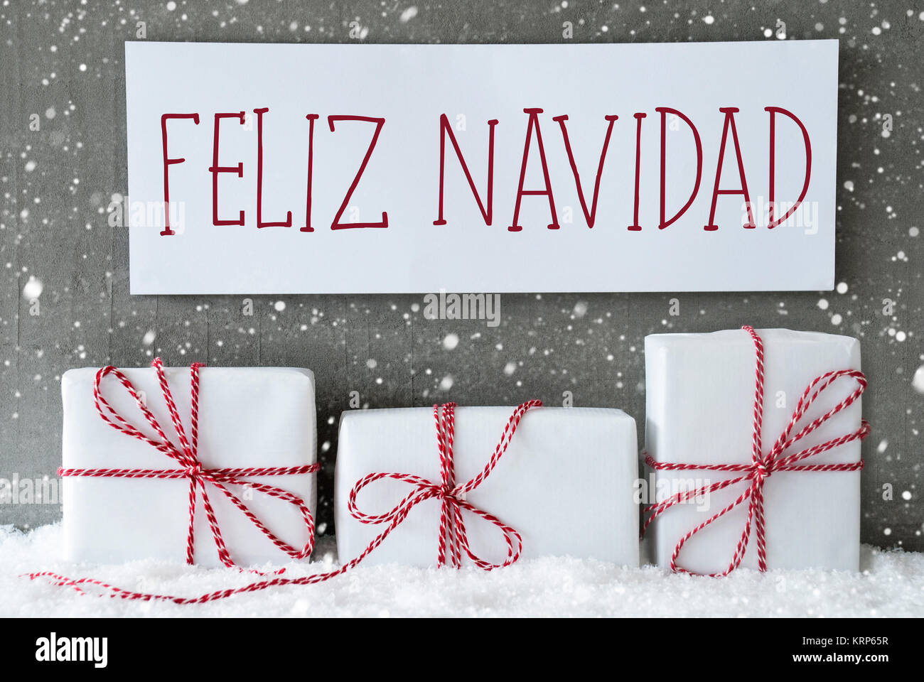 Label With Spanish Text Feliz Navidad Means Merry Christmas. Three ...