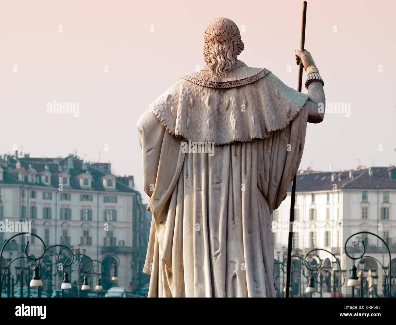 Statue of King looks at the city, Turin Stock Photo - Alamy