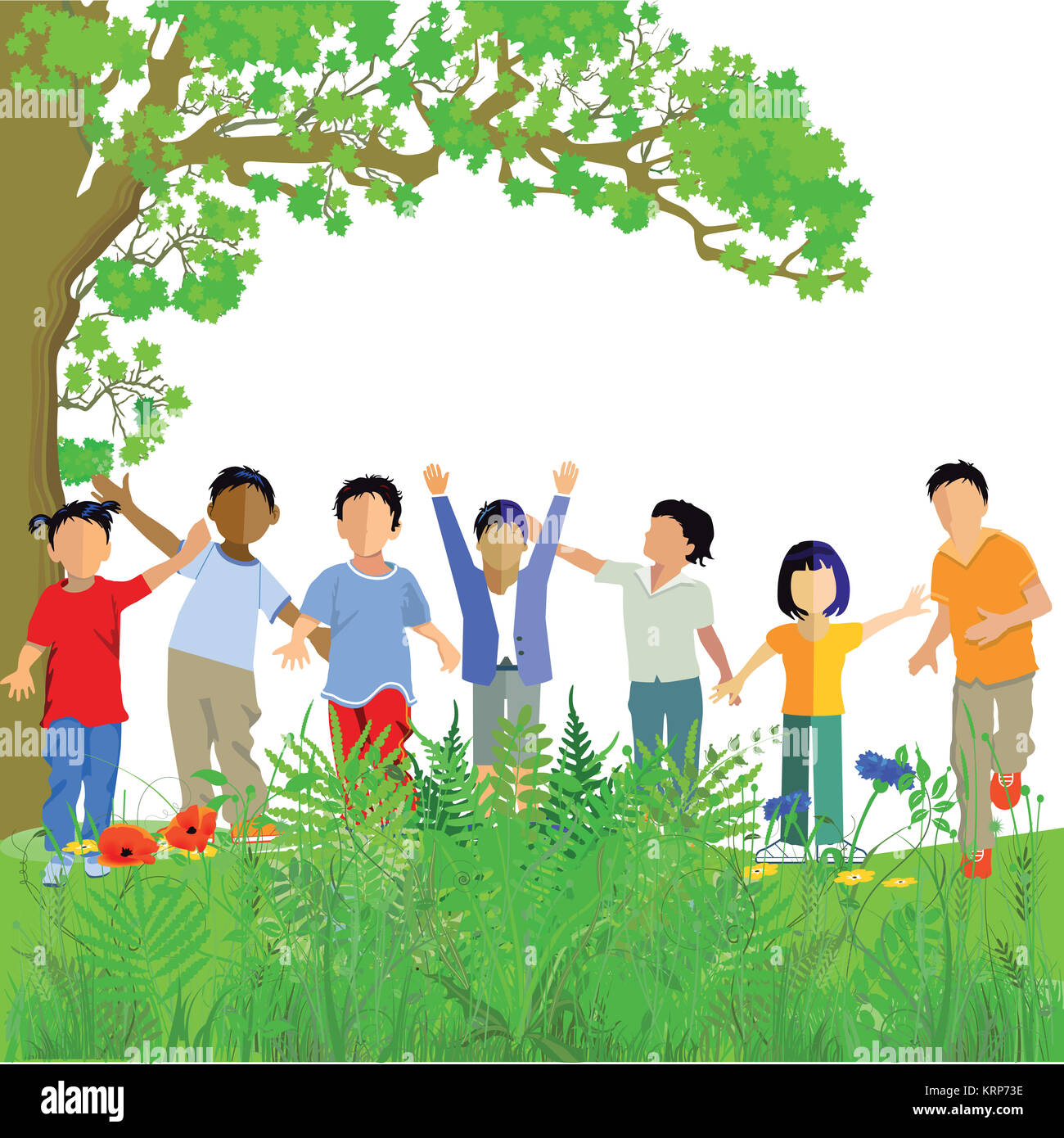 hilarious children playing on meadow Stock Photo - Alamy