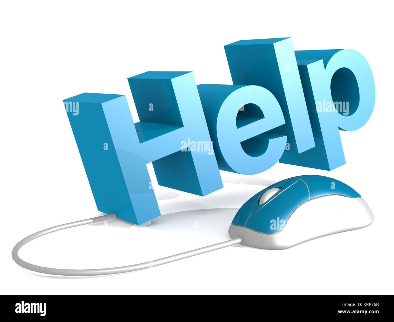Help word with blue mouse on white Stock Photo - Alamy