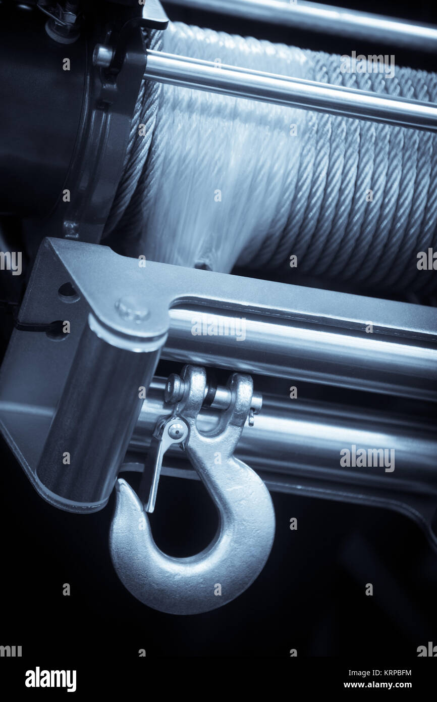 Off road vehicle winch Stock Photo - Alamy
