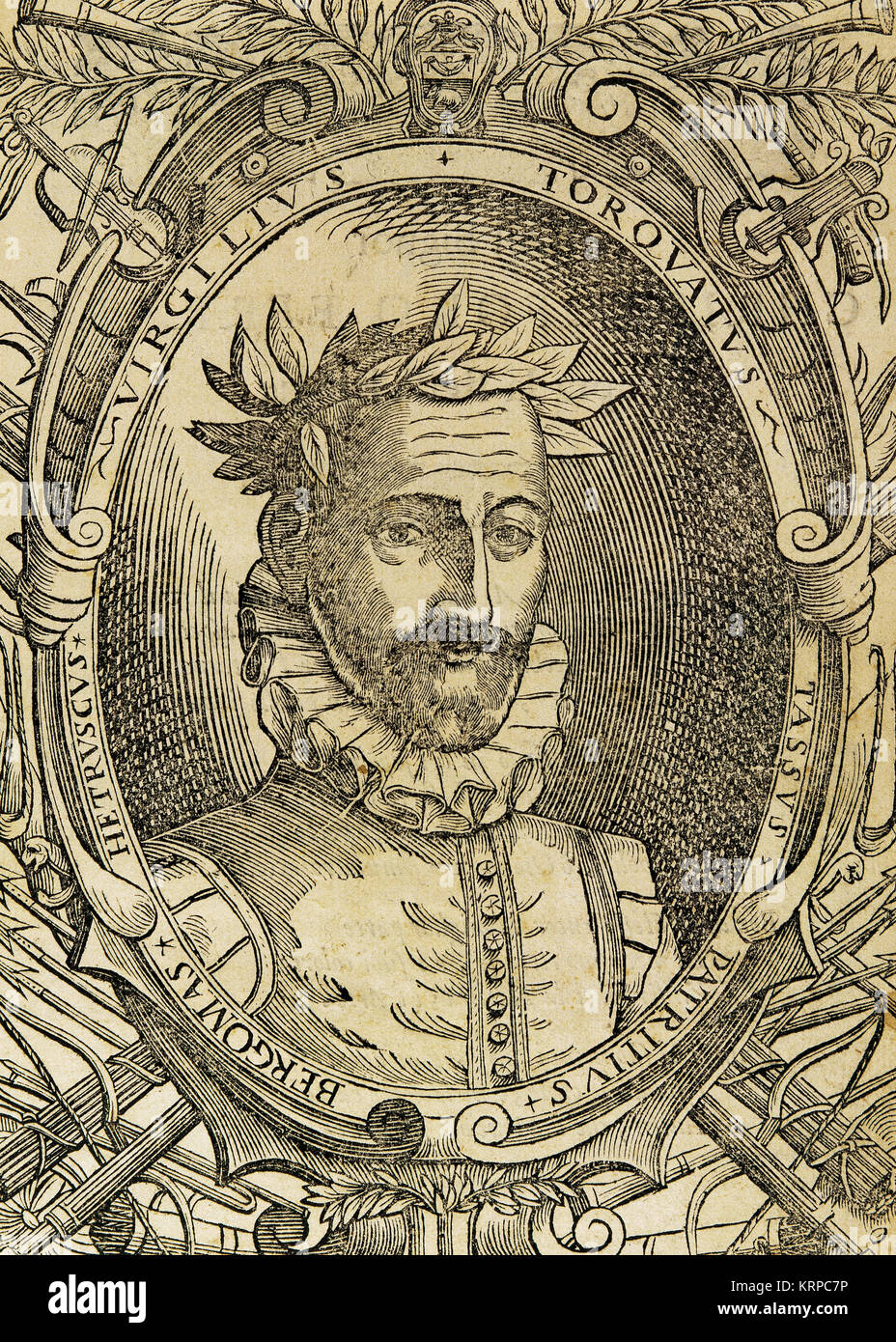 Torquato Tasso (1544-1595). Italian poet. Portrait. Engraving, 1628 ...