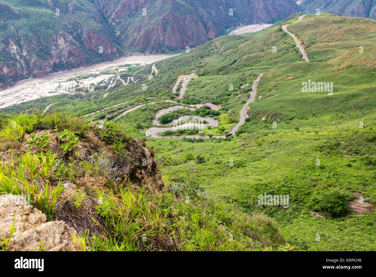 Switchback Road in Chicamocha Canyon Stock Photo - Alamy
