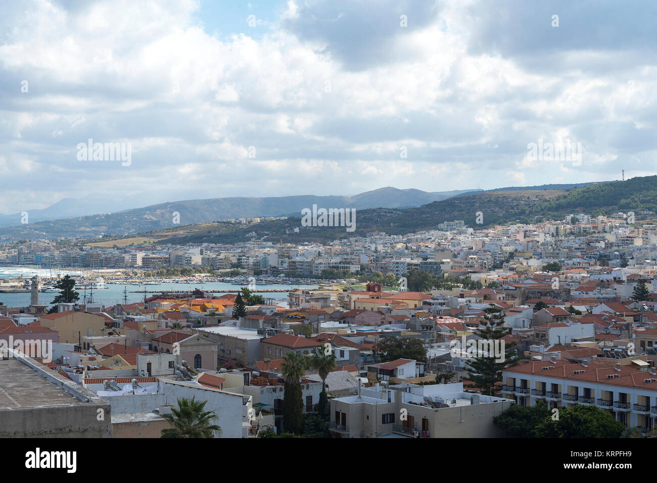View of resort Greek architecture Rethymno city-port, built by ...