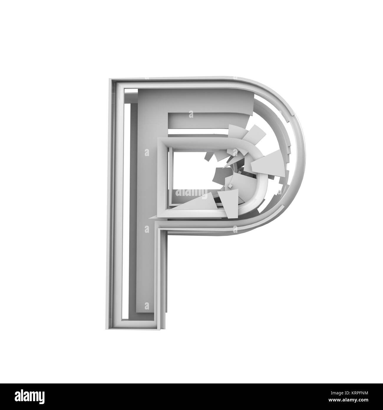 Letter P, Abstract fragmented geometric font. 3D Rendering Stock Photo ...