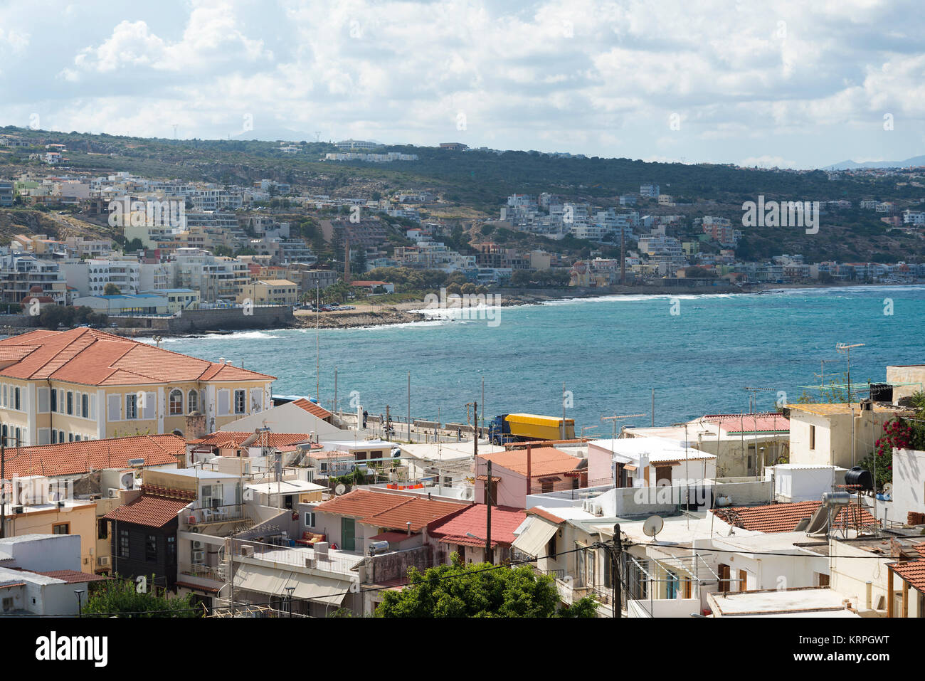 View of resort Greek architecture Rethymno city-port, built by ...