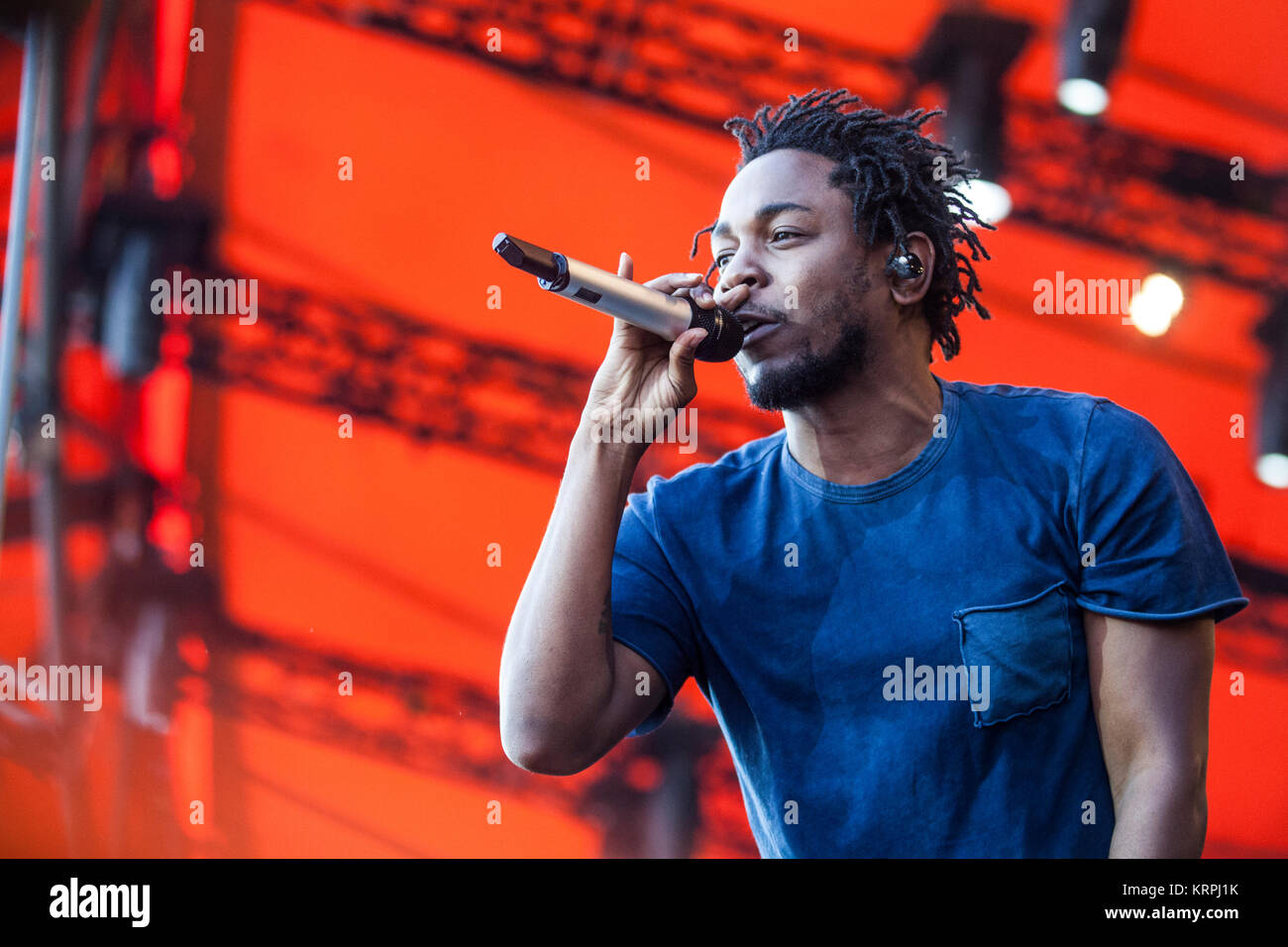 The American rapper and lyricist Kendrick Lamar performs a live concert ...