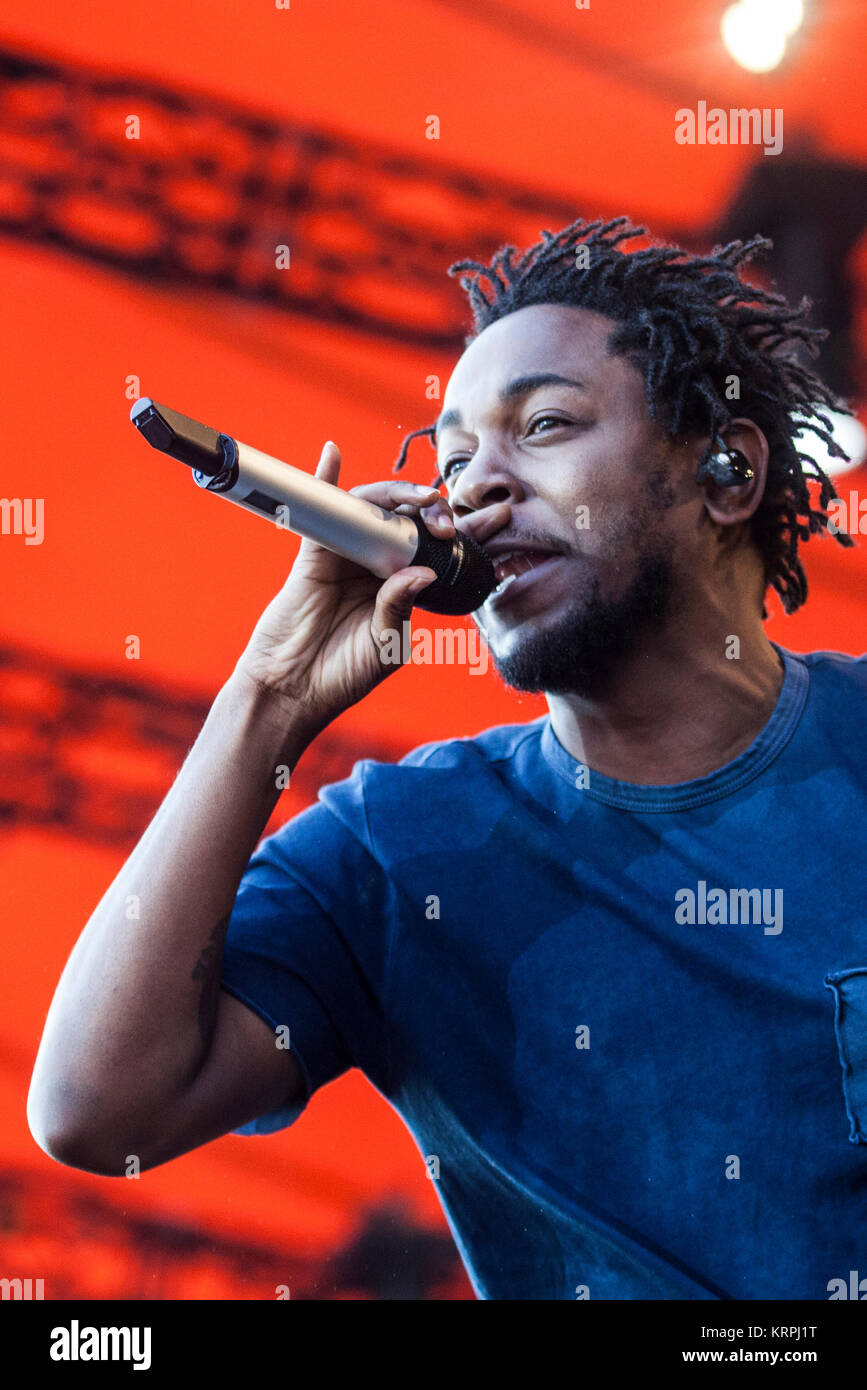 The American rapper and lyricist Kendrick Lamar performs a live concert ...