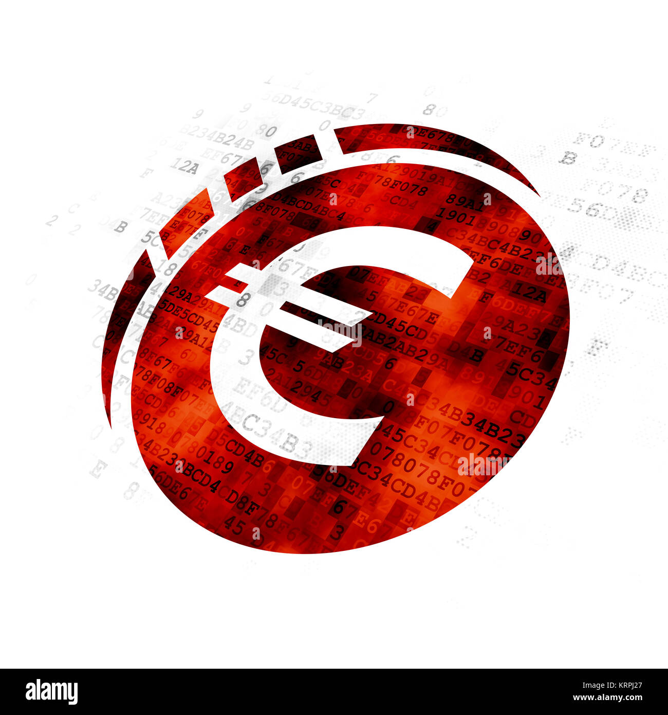 Money concept: Pixelated red Euro Coin icon on Digital background Stock ...