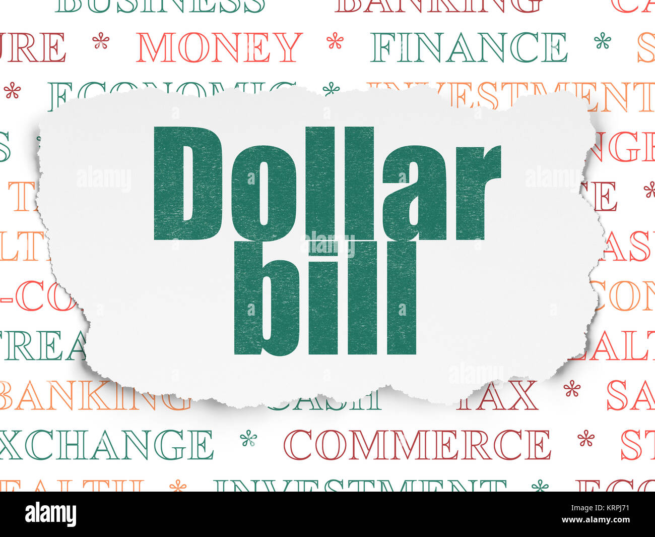 Currency concept: Painted green text Dollar Bill on Torn Paper ...