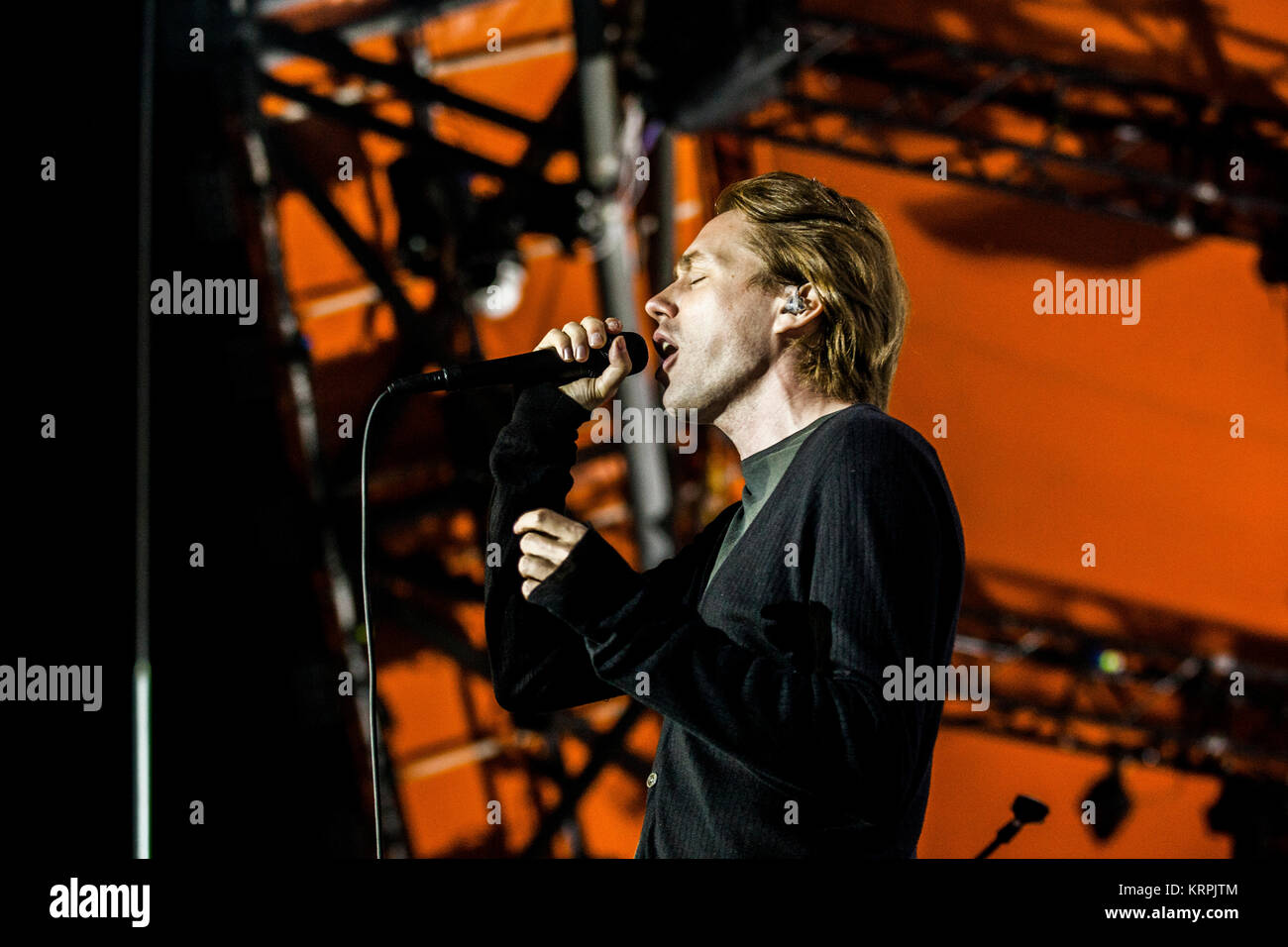 The Danish rock band Mew performs a live concert at the Orange Stage at ...
