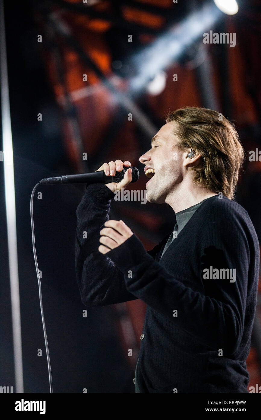 The Danish rock band Mew performs a live concert at the Orange Stage at ...