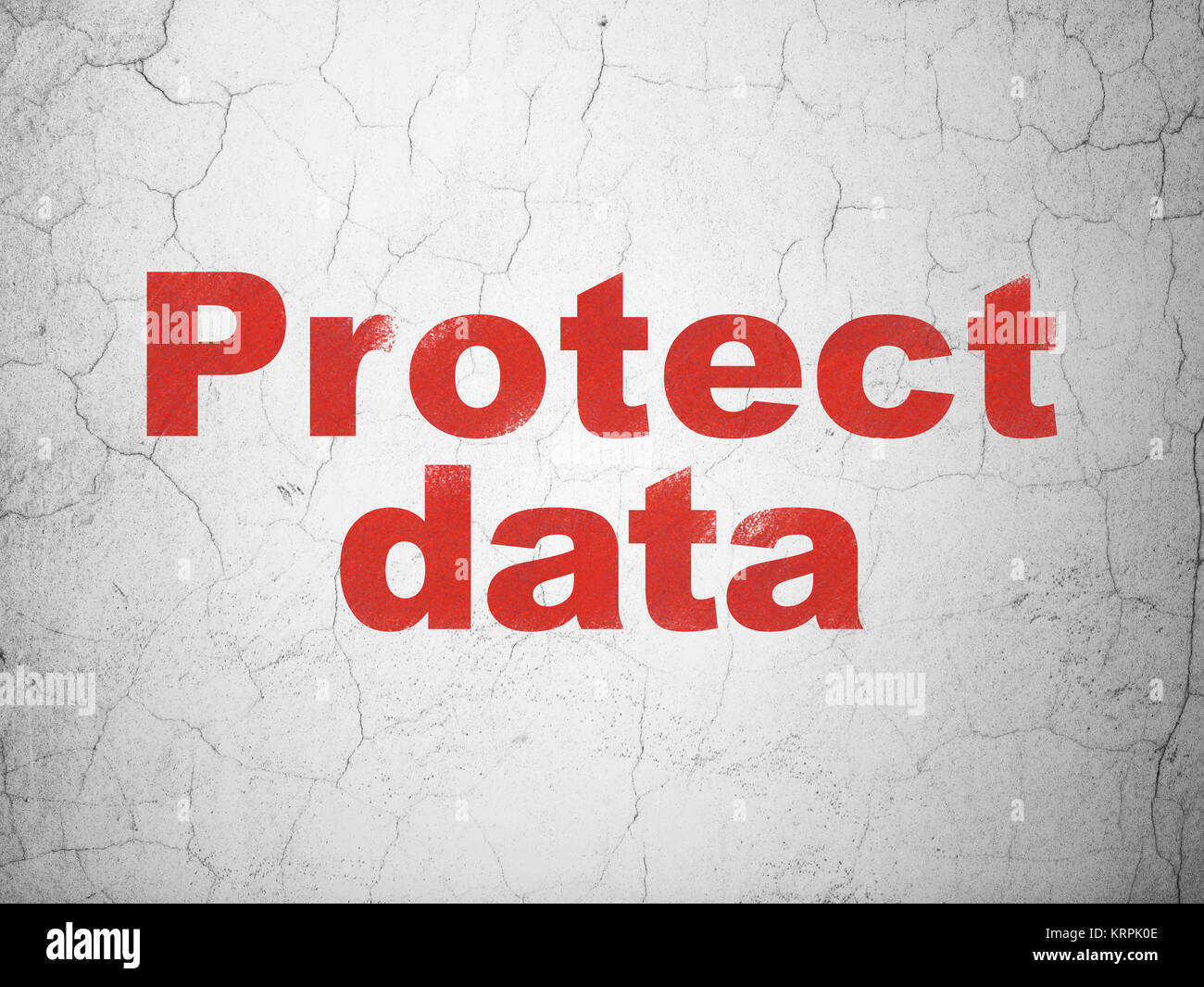 Privacy concept: Red Protect Data on textured concrete wall background ...