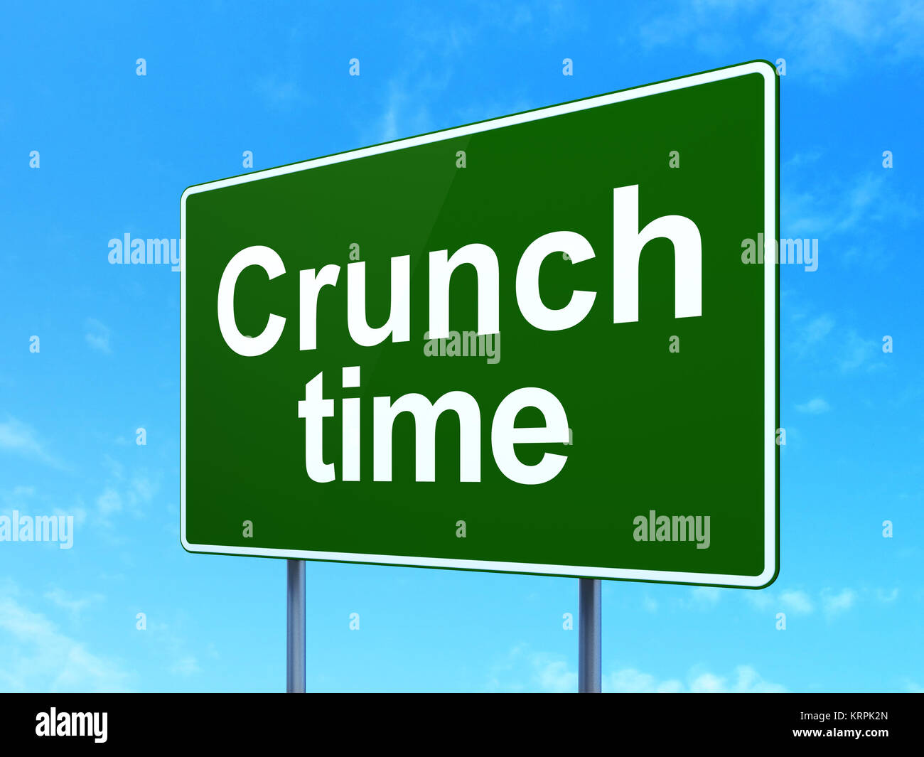 Finance concept: Crunch Time on green road highway sign, clear blue sky ...