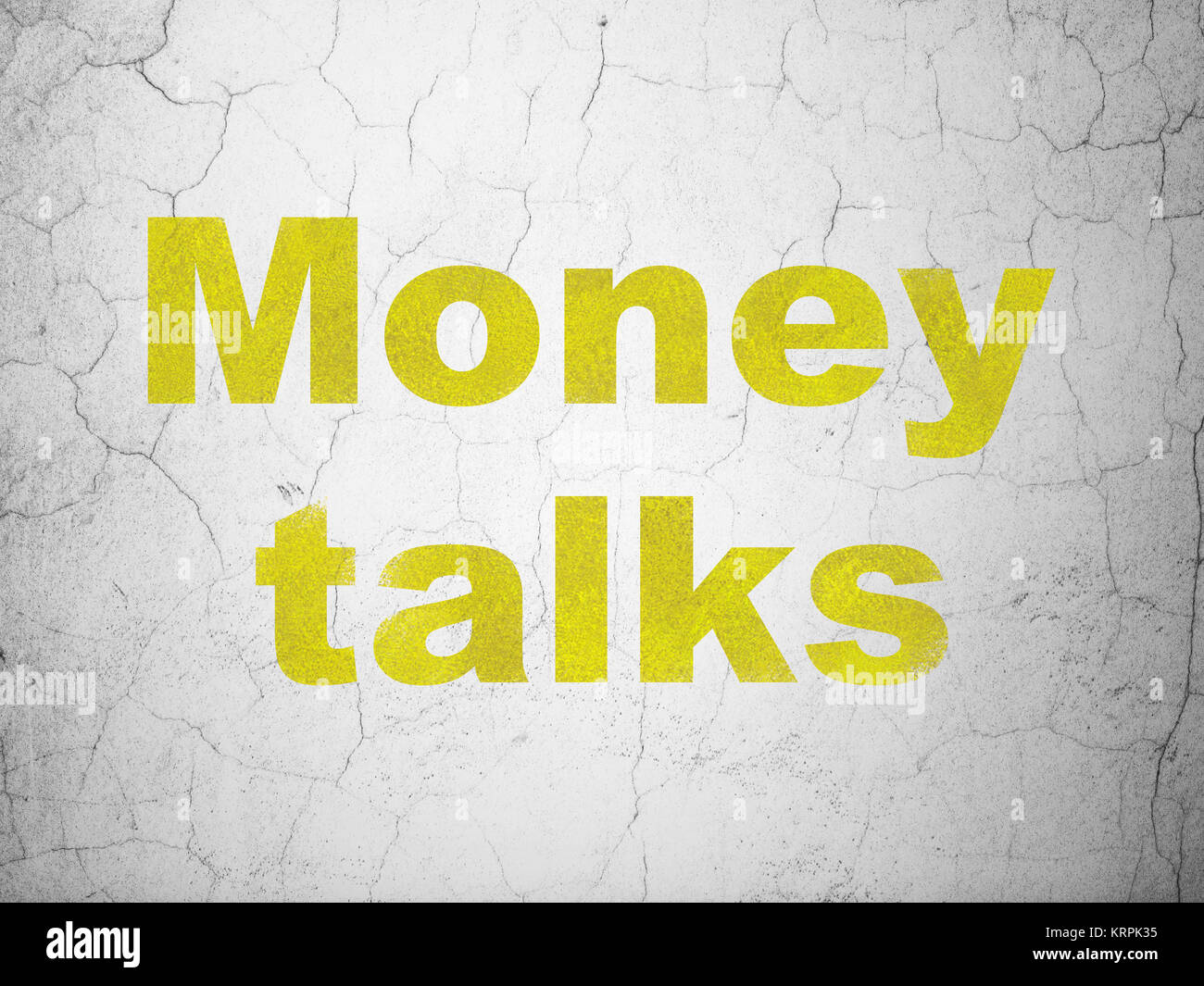 Finance concept: Yellow Money Talks on textured concrete wall ...