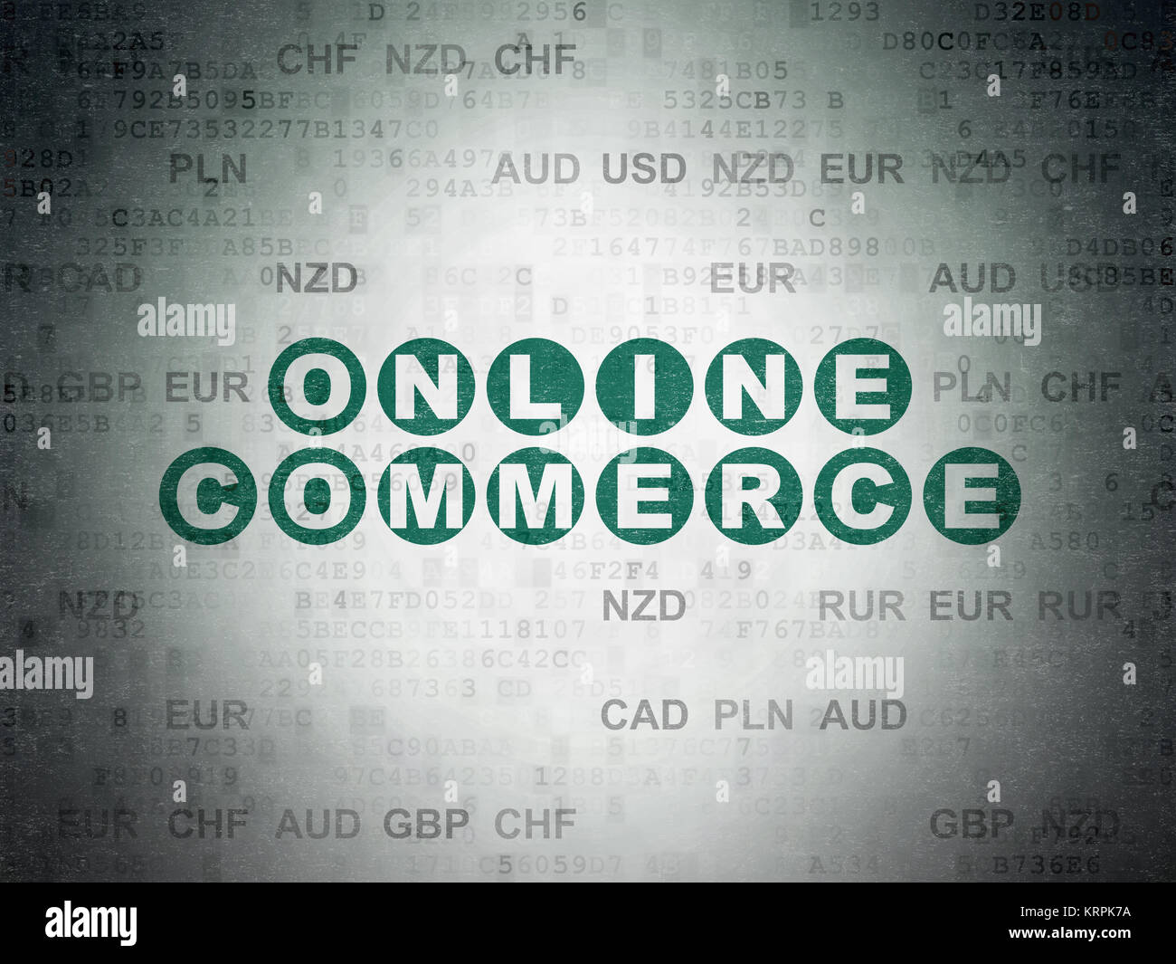 Business concept: Painted green text Online Commerce on Digital Data Paper background with ...
