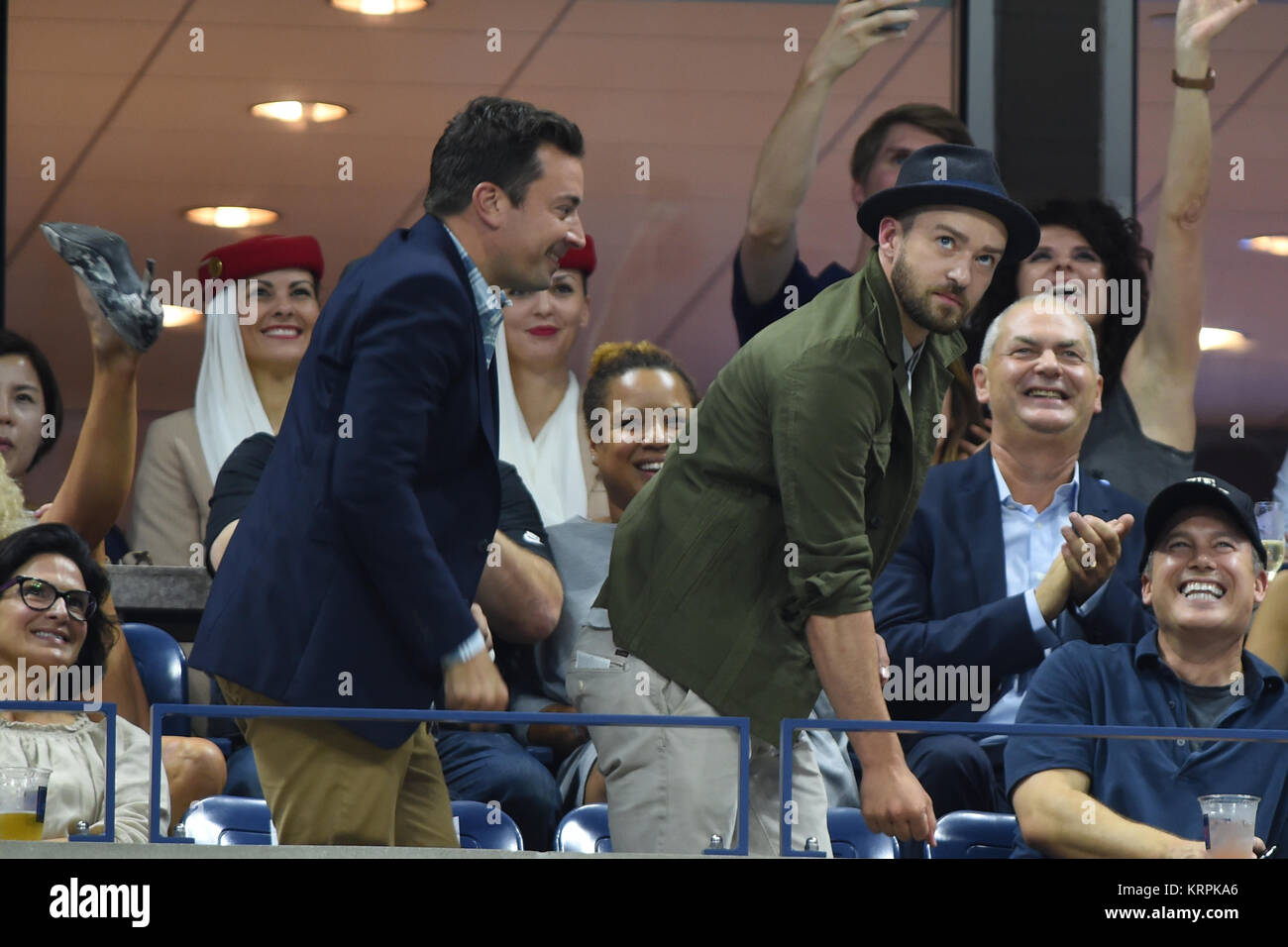 NEW YORK, NY - SEPTEMBER 09: Jimmy Fallon, Justin Timberlake watches ...