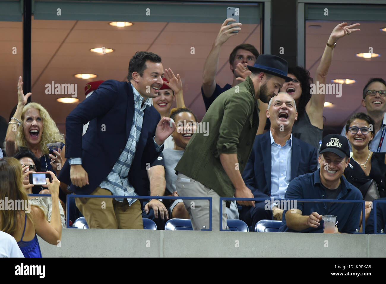 NEW YORK, NY - SEPTEMBER 09: Jimmy Fallon, Justin Timberlake watches ...